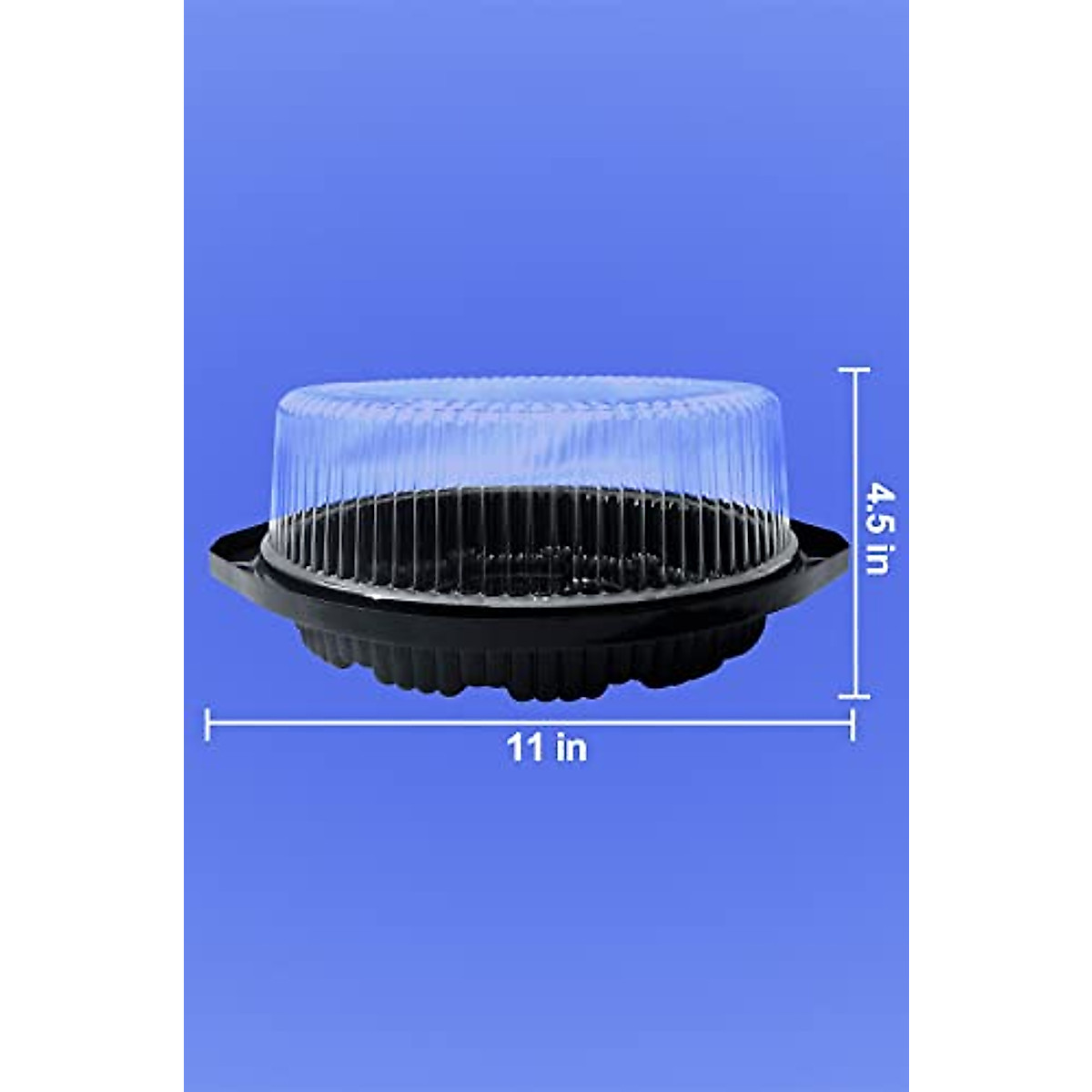 8" Cake Container - Circular 11" Black - Deep Base - 4 1/2" Tall - 50/Case