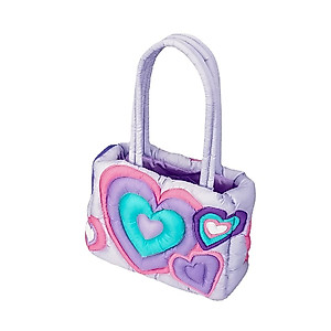Kawaii Puffer Tote Bag Quilted Crossbody Bag for Women Puffer Bag Heart Puffy Tote Bag Down Padded Shoulder Bag for Winter (Cute Heart)