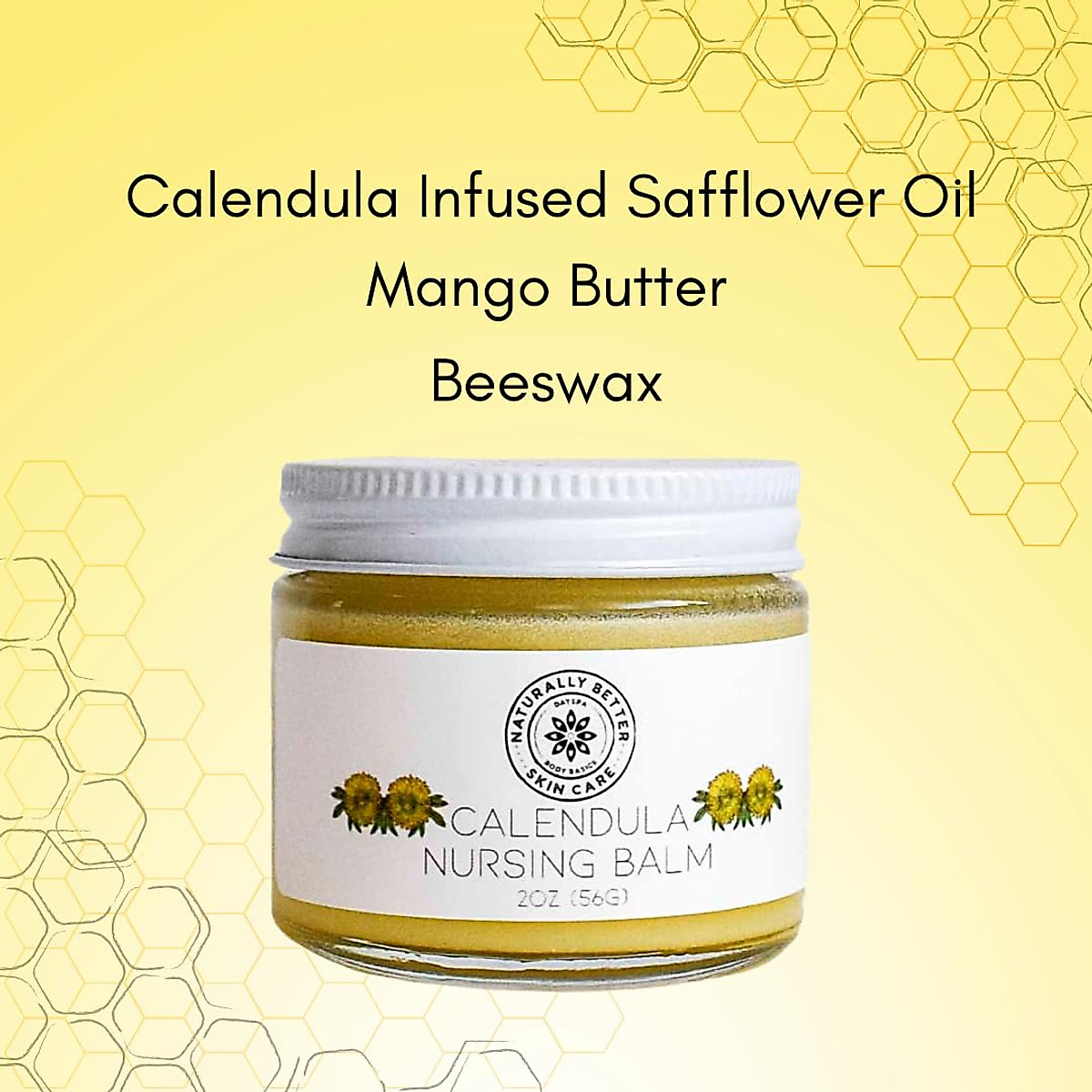 Calendula Nursing Balm - Lanolin-Free Herbal Salve for Soothing Sore or Cracked Nipples, All-Natural Nipple Butter, Plant-Derived Breastfeeding Cream, Handmade in USA by DAYSPA Body Basics