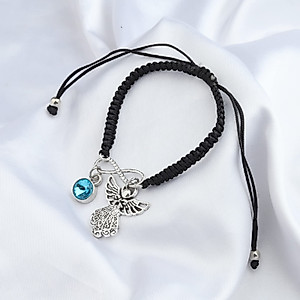 UJIMS Guardian Angel Bracelets with Birthstone Memorial Gift Angel Wing Birthstone Jewelry Gifts for Women (March Rope Bracelet)