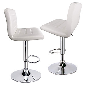 Leopard Bar Stools Set of 2, Modern Adjustable Bar Stool with Back, Straight Line Swivel Barstool (White)