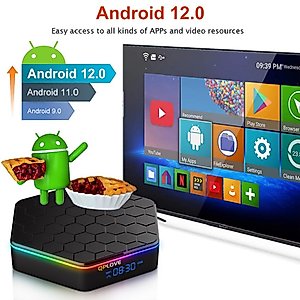 Android TV Box 12.0 4GB RAM 64GB ROM H618 Quad-Core Cortex-A53 CPU Mali-G31 MP2 Android Box 3D 6K TV Box Support WiFi6 2.4Ghz/5.0Ghz Dual Band WiFi BT5.0 Set-top Box