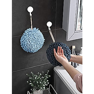 Sophie & Panda Fuzzy Ball Towel (Set of 2) Light and Dark Blue - Dry Your Hand Instantly conveniently with This Creative Bath Towel Set Decorative Towels for Bathroom (Pack of 2)