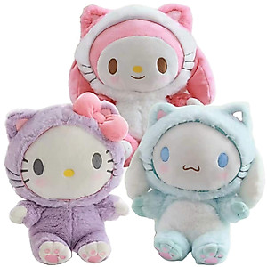 25cm Cartoon Plush Doll Soft Stuffed Plush Doll My Melody Cinnamon Cute Anime Plush Toy Melody Plush Doll Cute Skin-Friendly Soft Doll Doll Adult Children's Toy Girl Gift Blue White