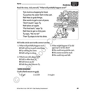 Evan-Moor Daily Reading Comprehension, Grade 1 - Homeschooling & Classroom Resource Workbook, Reproducible Worksheets, Teaching Edition, Fiction and Nonfiction, Lesson Plans, Test Prep