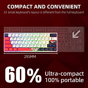 Heywood SK61 60% Mini Hot Swappable Keyboard, Wired Mechanical Gaming Keyboard, Gateron Optical Switches, RGB Backlit, N-Key Rollover for Windows/Mac (Gateron Optical Red, Phoenix)