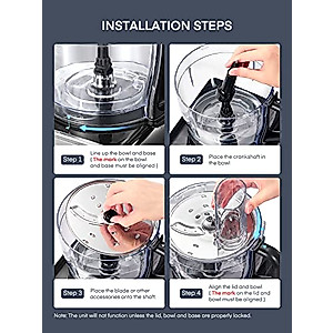 FOHERE Food Processor 12-Cup Vegetable Chopper with 3 Speeds Setting and LED light, Simple Operation for Dicing, Slicing, Shredding, Mincing, and Pureeing, 600W