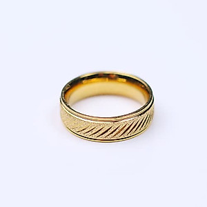 XC Jewelry Spinner Ring for Women Men Fashion Stainless Steel Fidget Ring for Anxiety Engraved 24k Gold Plated Band Rings Size 7-10 (7)