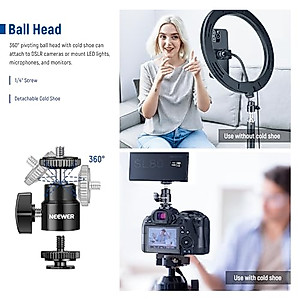 NEEWER Camera Desk Mount with C Clamp, 2 Pack 13.8"-23.6" Adjustable Desktop Light Stands with 1/4" Ball Heads Cold Shoe Adapters Long Handles for Webcam DSLR Camera Monitor Ring Light, Max Load 5kg