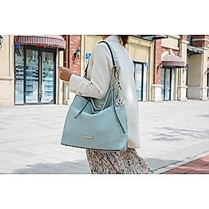 MKF Hobo Bag for Women – PU Leather Shoulder Purse Pocketbook Fashion – Top Handle Multi Pocket Handbag Elise Navy Blue