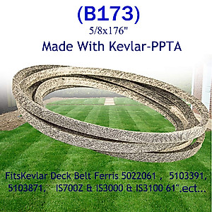 Mower Deck Belt Made with Kevlar 5/8" x 176" Replace for Ferris 1522061 Scag 482652 Exmark 109-8070 116-1965 Simplicity 5103391YP Toro 115-4971 Husqvarna 522829601 Toro 106-7369 Land Pride 816-141C