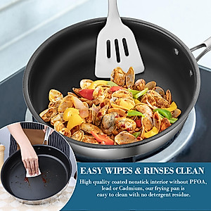 Homikit Nonstick Frying Pan 12 Inch, Large Non Stick Stainless Steel Skillet, Kitchen PFOA Free Cookware Healthy Induction Cooking Fry Pan, Deep Omelette Egg Pan with Handle, Non-stick & Oven Safe