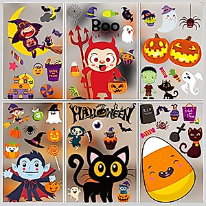 Halloween Window Clings, Cute Halloween Window Stickers, Kids Halloween Window Decals Decorations for Home Office Indoor Ourdoor Decor