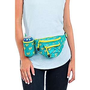 Tipsy Elves Havana Banana Fanny Pack w/Drink Holder - Small Green Adjustable Strap Waist Pouch for Secure Storage
