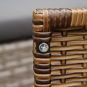 Outsunny 43in Outdoor Propane Gas Fire Pit Table, 50,000 BTU Auto-Ignition Wicker Gas Firepit with Glass Wind Guard, Blue Glass Rock, CSA Certification, Brown