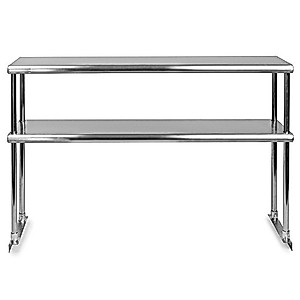 KPS Commercial Stainless Steel Work Prep Table 18 x 30 with Double Overshelf 12 x 30 - NSF