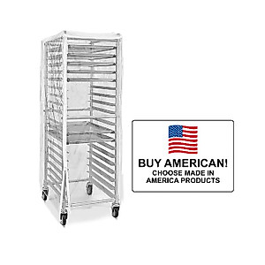 Made in USA. High quality Long-lasting use Vinyl COVER, Bakery Food Pan Sheet Rack Transparent COVER, size: 23"W x 28"L x 61"H, Long-lasting use Durable Clear Vinyl, with 3 Zippers.