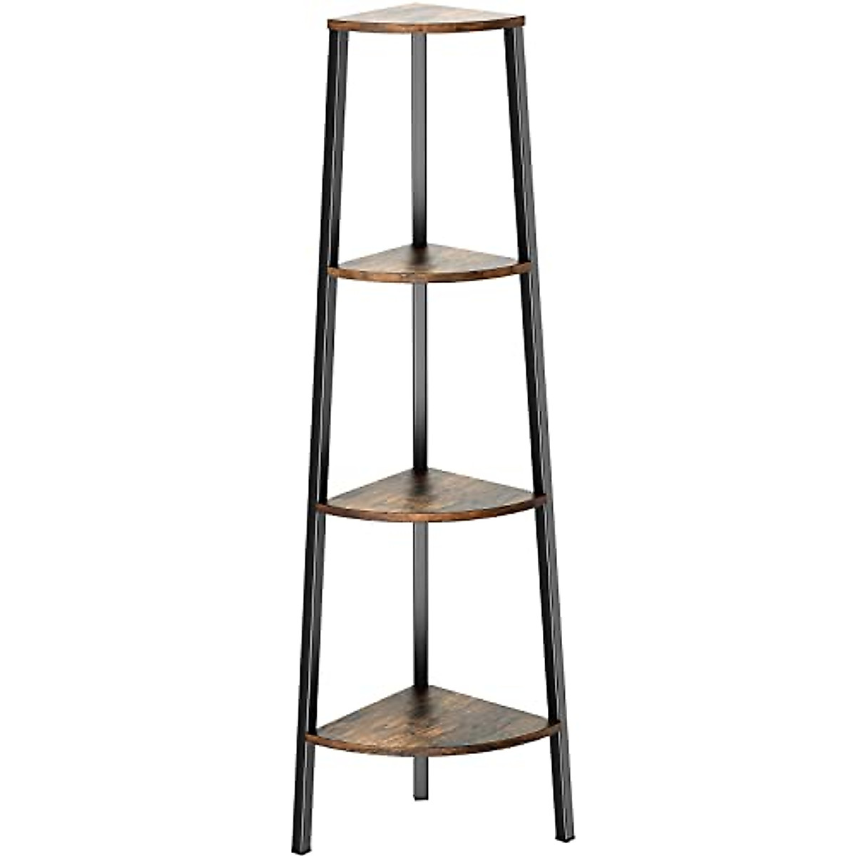 FURNINXS 4 Tier Corner Shelf Standing, Shelving Unit, Display Rack for Bedroom, Living Room, Office, Kitchen, Rustic Brown