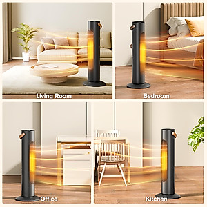 2-1 Electric Space Heaters For Indoor Use, 25" Tower Heater And Fan Combo, 70°Oscillating, 3S Instant Heating,1500W, 3 Heating & Fan Modes, Electric Portable Heater For BedroomOfficeHome, Dark Black