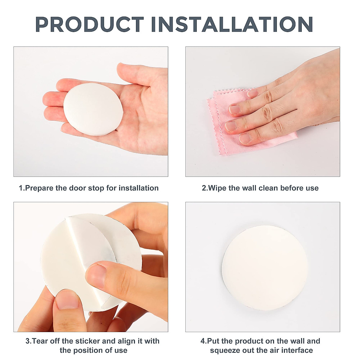 ROMZCPH Door Stopper Wall Protector 4PCS ,3.15" Large Door Handle Bumper, Silicone Wall Protectors from Door Knobs –The Home or Office (White)