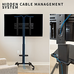 VIVO Mobile TV Cart for 32 to 70 inch Screens up to 77 lbs, LCD LED OLED 4K Smart Flat and Curved Panels, Rolling Stand, Laptop DVD Shelf, Locking Wheels, Max VESA 400x400, Black, STAND-TV05L