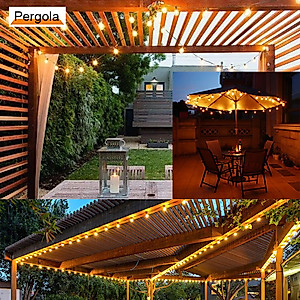 Outdoor String Lights LED 100FT Commercial Grade Heavy Duty with 30 Sockets 32 Shatterproof Include 2 Spare S14 Dimmable Plastic Edison Bulbs For Patio Market Cafe
