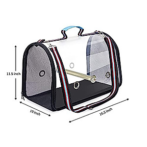 SinHuo Bird Carrier for Parrot Travel Cage Bag Carriers, Lightweight Transparent Breathable Portable Outdoor Birdcages Bird Bag for Budgies, Small Bird Cages with Wood Stand (Blue)