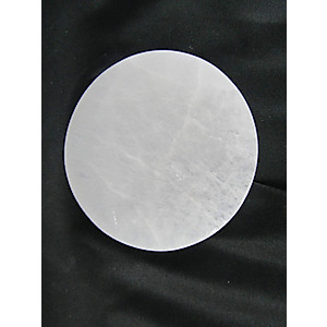 CircuitOffice 4" Selenite Plate Circle, Cleanse and Charge Crystals Or Gemstones, for Healing, Metaphysical, Meditation, Wicca, Decoration or Gift