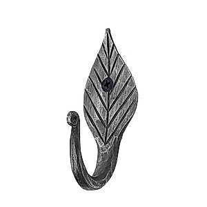 Generic Vintage Style Hand Forged Leaf Wall Mounted Hook For Home And Office Coat Hanging Black Antique Designer Wall Hook Decorative Gift Item By Living Ideas