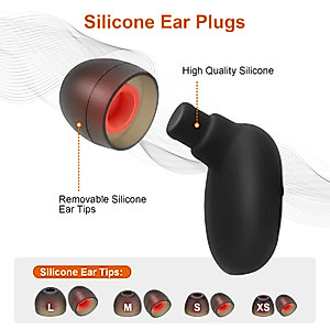 Tiliwame Ear Plugs, Reusable Ear Plugs for Sleeping Noise Cancelling, Silicone Earplugs for Snoring, Work, Study and Concerts Noise Redeuction, Reusable Earplugs with 8 Ear Tips in XS/X/M/L (Black)