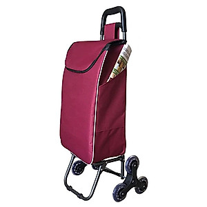 Shopping Trolley on Wheels Multi Function Shopping Cart Trip Climbing Stairs Cart Collapsible Portable Lever Car Small Trailer Trolley Storage Hand Trucks,Brown,