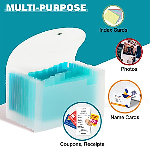 H4D Receipt Coupon Holder Organizer for Purse, Small Expanding File Folder Mini Accordion Folder, 13 Pockets Expandable Wallet for Coupon Receipt Bill Ticket Card Storage, 7x4.5 Inches (Teal)