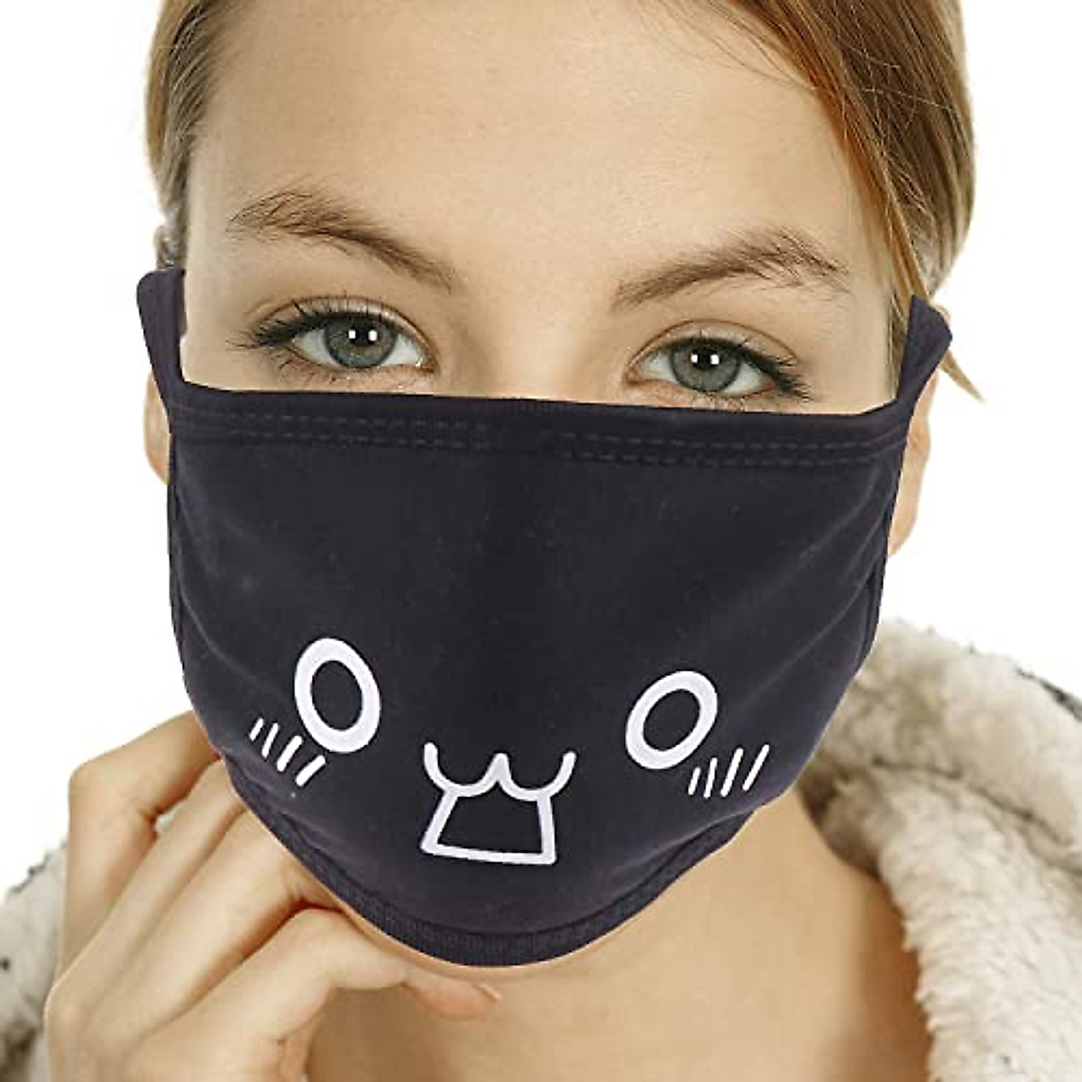 24pcs (Style) Mouth Mask Black Cartoon Mouth Mask Kawaii Cotton Mask, Unisex