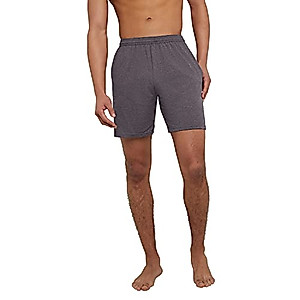 Hanes Essentials Jersey Pockets, Cotton Shorts for Men, 7.5", Charcoal Heather