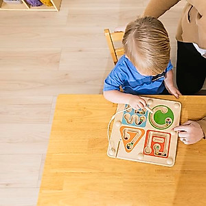 ECR4Kids 24in x 48in Rectangular Hardwood Table with 16in Legs and Four 8in Chairs, Kids Furniture, Honey