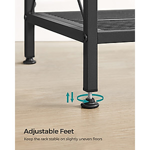 SONGMICS 5-Tier Metal Storage Rack, Shelving Unit with X Side Frames, Dense Mesh, 12.6 x 23.6 x 57.3 Inches, for Entryway, Kitchen, Living Room, Bathroom, Industrial Style, Ink Black UBSC165B01