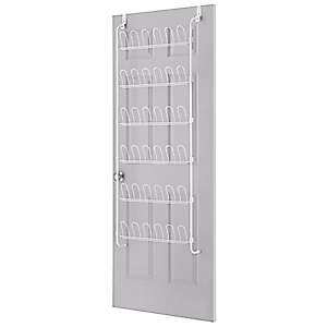 Whitmor 18-Pair Over The Door Shoe Rack, Unisex, White