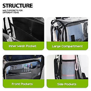 ZYSPMUYE Clear Backpack Heavy Duty Thickened PVC Transparent Backpack, School Backpack For Girls And Boys/Kids high capacity see through backpacks (Black)