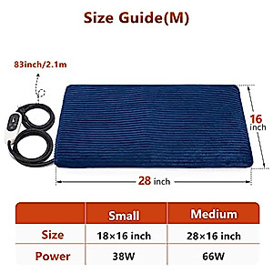 GASUR Heated Cat Bed, Waterproof Electric Pet Heating Pad for Dogs Cats with Timer, Dog Cat Bed for Winter with Temperature Adjustable,Auto Power-Off,Anti-bite Heated Pet Bed Indoor for Whelping Box