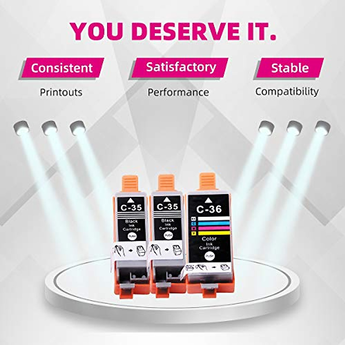 Intactech PGI-35 & CLI-36 Ink Cartridges Compatible with Canon PGI35 CLI36 Ink Use for Canon PIXMA iP110 iP100 mini260 mini320 TR150 Printer 3-Pack