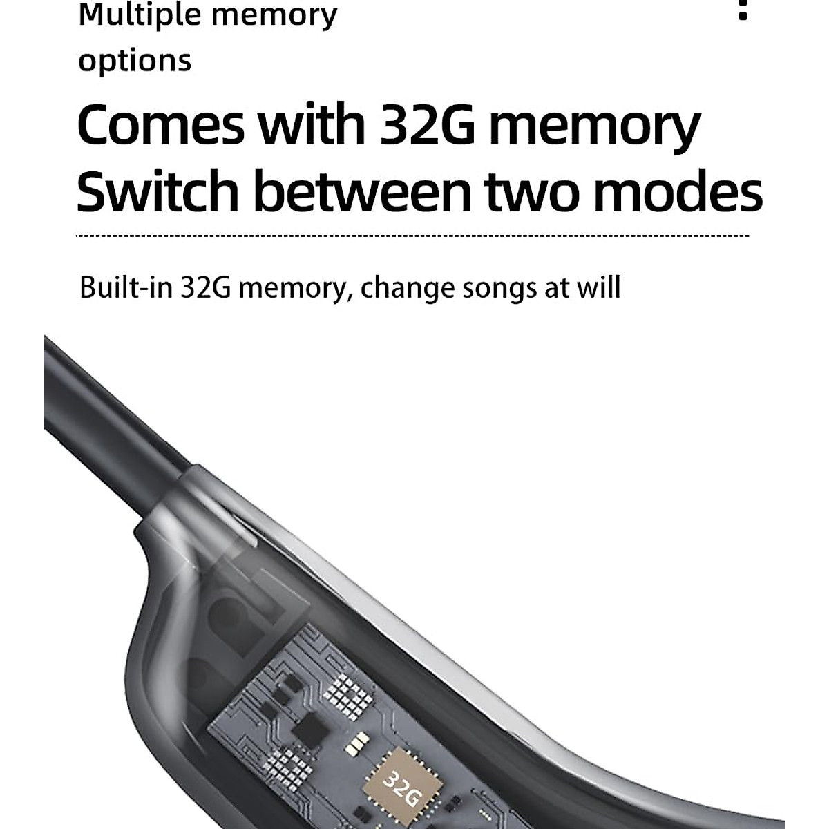 Neckband Bluetooth Earphone Bluetooth Headphones Secure Fit Surround Sound Wireless Open-Ear Headphones 32G Memory for Sports (Red)