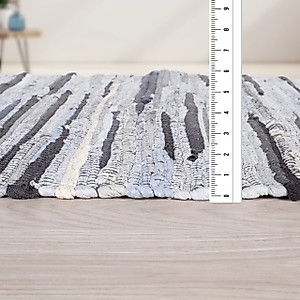 100% Cotton Rag Rug 3x5' Multicolor Chindi Rug - Hand Woven & Reversible for Living Room Kitchen Entryway Rug - Charcoal,Kitchen Rugs, Farmhouse Rugs, Rugs for Living & Bedroom,Woven Rugs