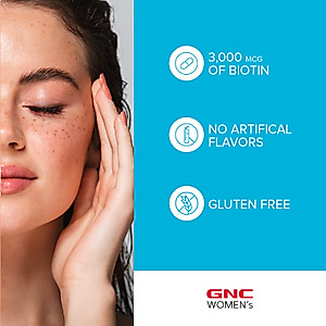 GNC Women's Hair, Skin & Nails | Daily Multivitamin Blend | Biotin (3,000 mcg), Hyaluronic Acid, Vitamins C & E with Niacin | Added Antioxidants | Supports Womens Health and Beauty | 120 Caplets