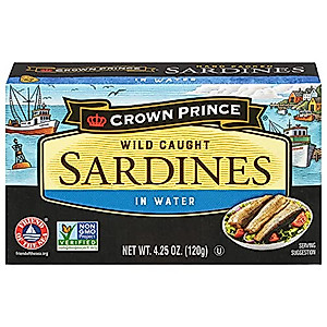 Crown Prince Sardines in Water, 4.25-Ounce Cans (Pack of 12)