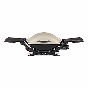 Weber Q 2000 Portable Liquid Propane Gas Grill (Titanium) Starter Bundle (2 Items)