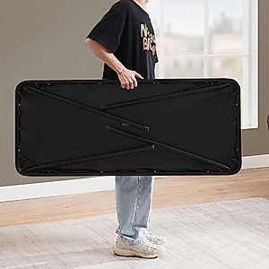 VECELO Folding Table Desk 47’’ with Collapsible Legs & Vinyl Upholstery, No Assembly Needed, Metal, Black, 47'' x 20'