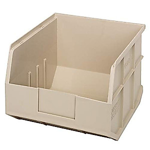 Quantum Storage K-SSB425IV-3 3-Pack Stackable Plastic Shelf Bin, 12" x 11" x 7", Ivory