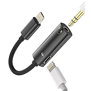 Lightning to 3.5mm Adapter for Iphone Headphone Splitter Audio Charger Jack Cable 2in1 Dongle AUX Cord Converter for Apple MFI Certified 13 12 11 Pro Max 7 8Plus X Ipad Earphone Headset Adaptador Para