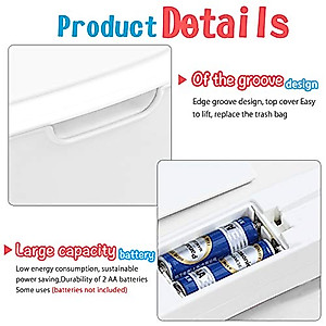 INFURIDER Automatic Plastic Trash Can with Lid, 3.7 Gallon/14L Touchless Intelligent Induction Motion Sensor Dustbin Garbage Waste Bin for Home Bedroom Kitchen(White)