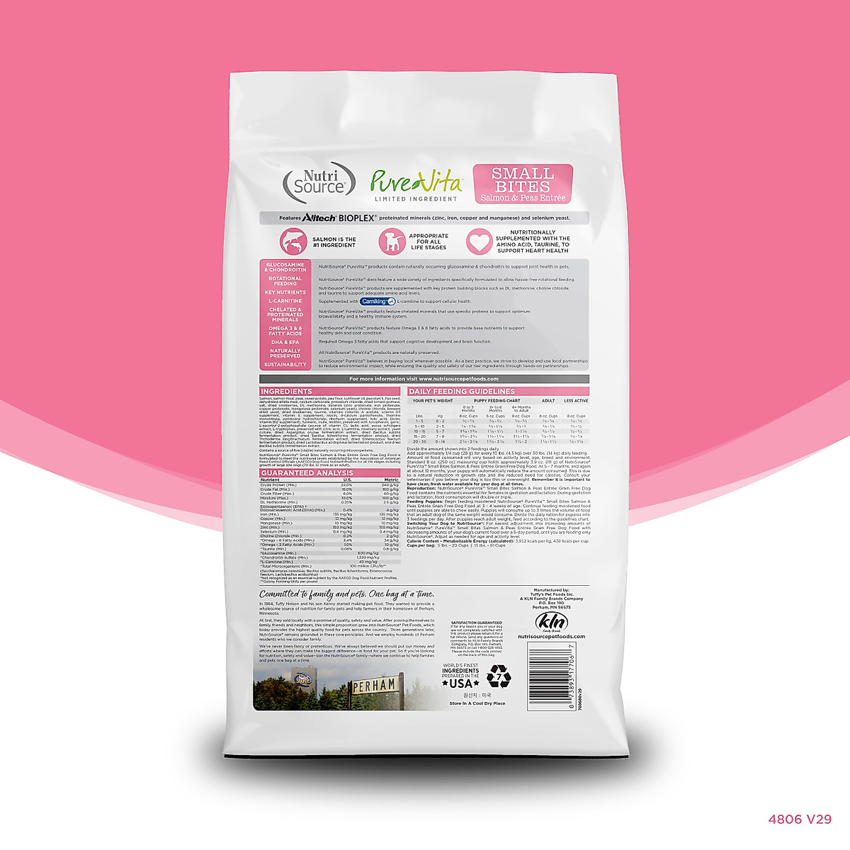 NutriSource Pure Vita Limited Ingredient Grain Free Dry Dog Food, Small Bites, Salmon and Peas, 12LB